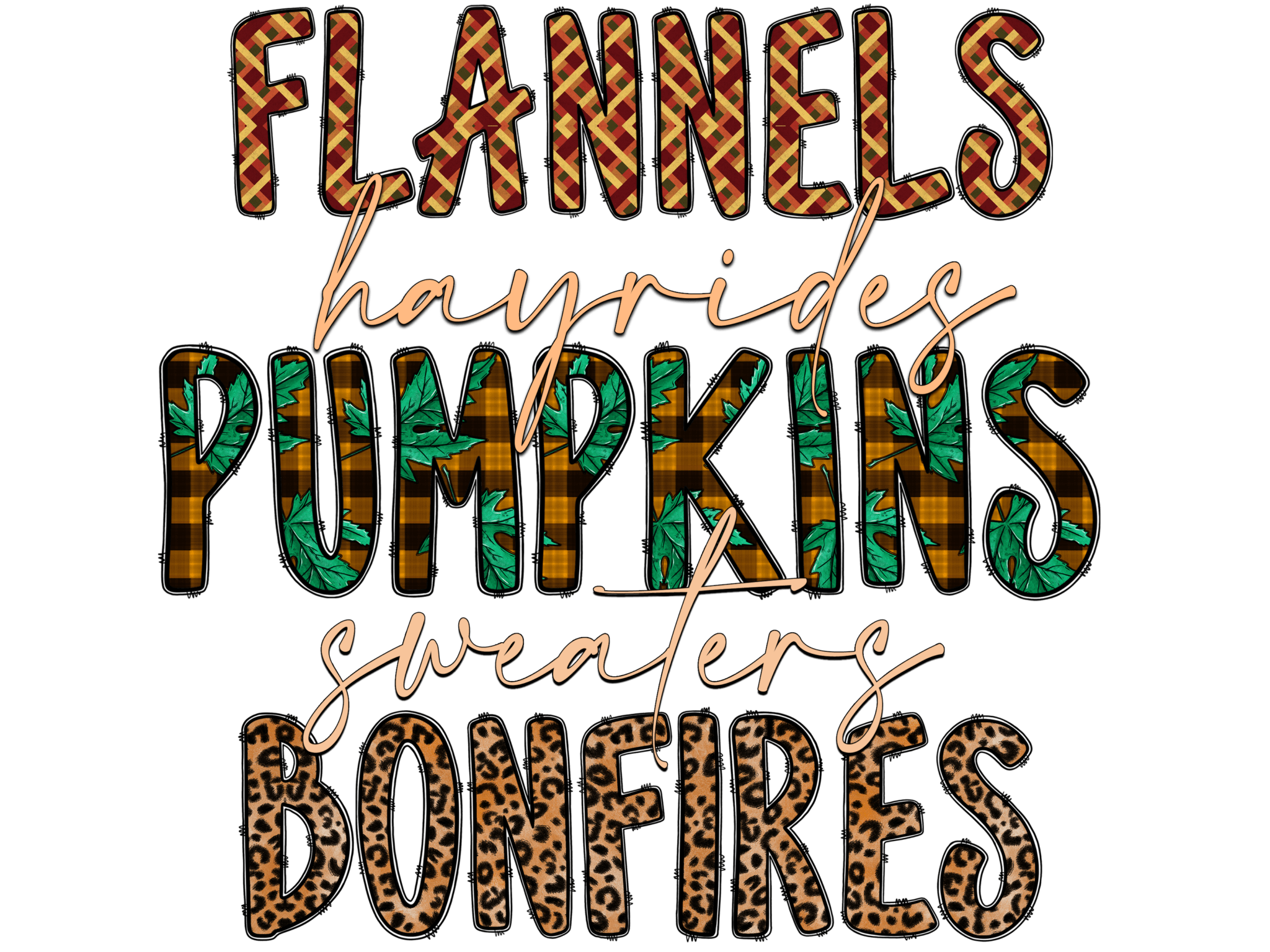 Flannels Pumkpins Bonfires - Topp Transfers
